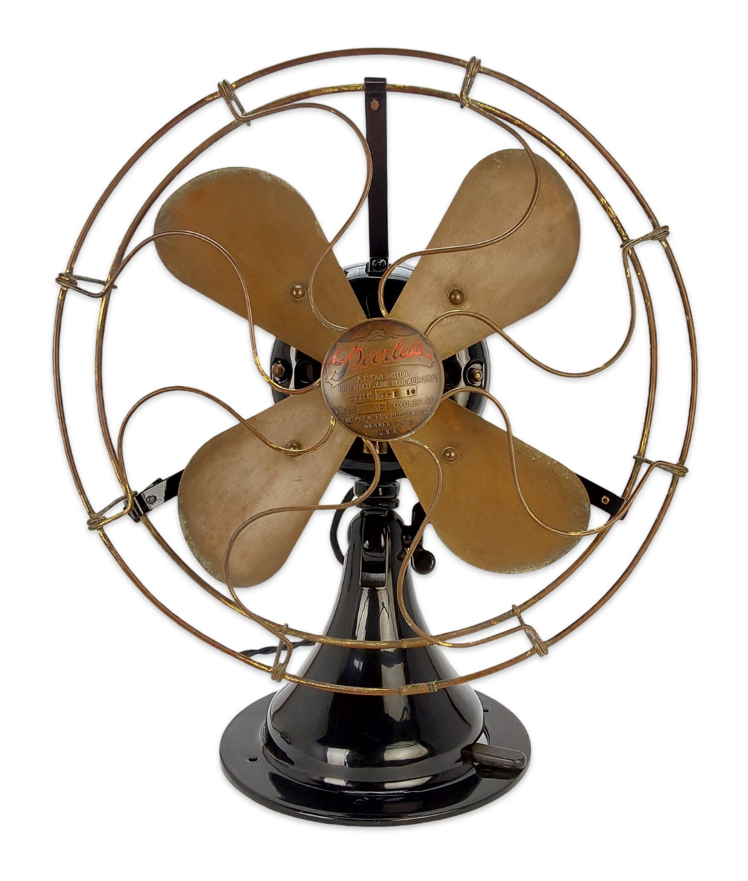 Circa 1920's 12" Peerless Stationary Desk Fan - Antique Fan Supply Co