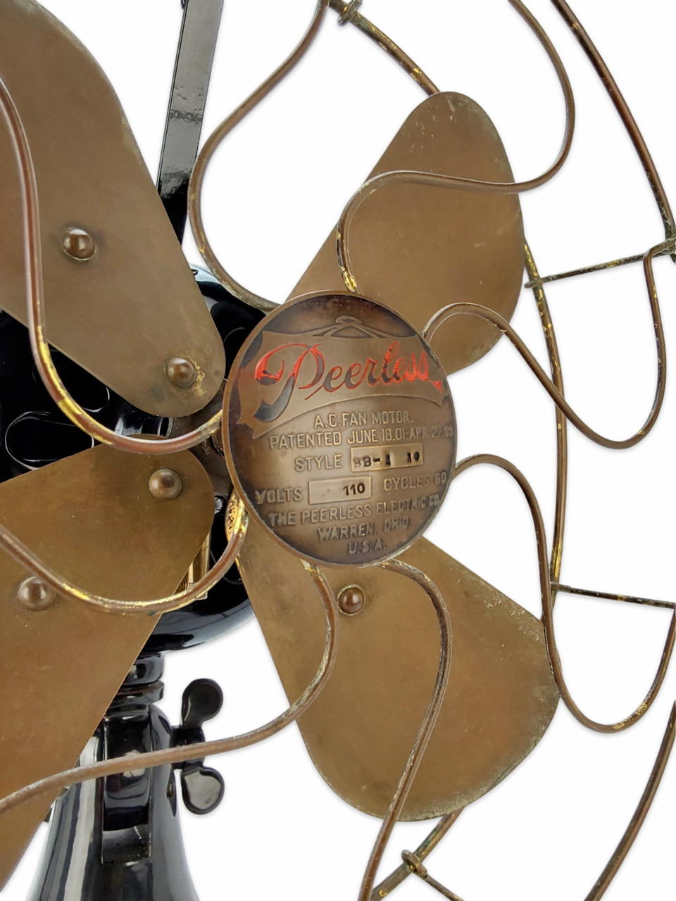 Circa 1920's 12" Peerless Stationary Desk Fan - Antique Fan Supply Co