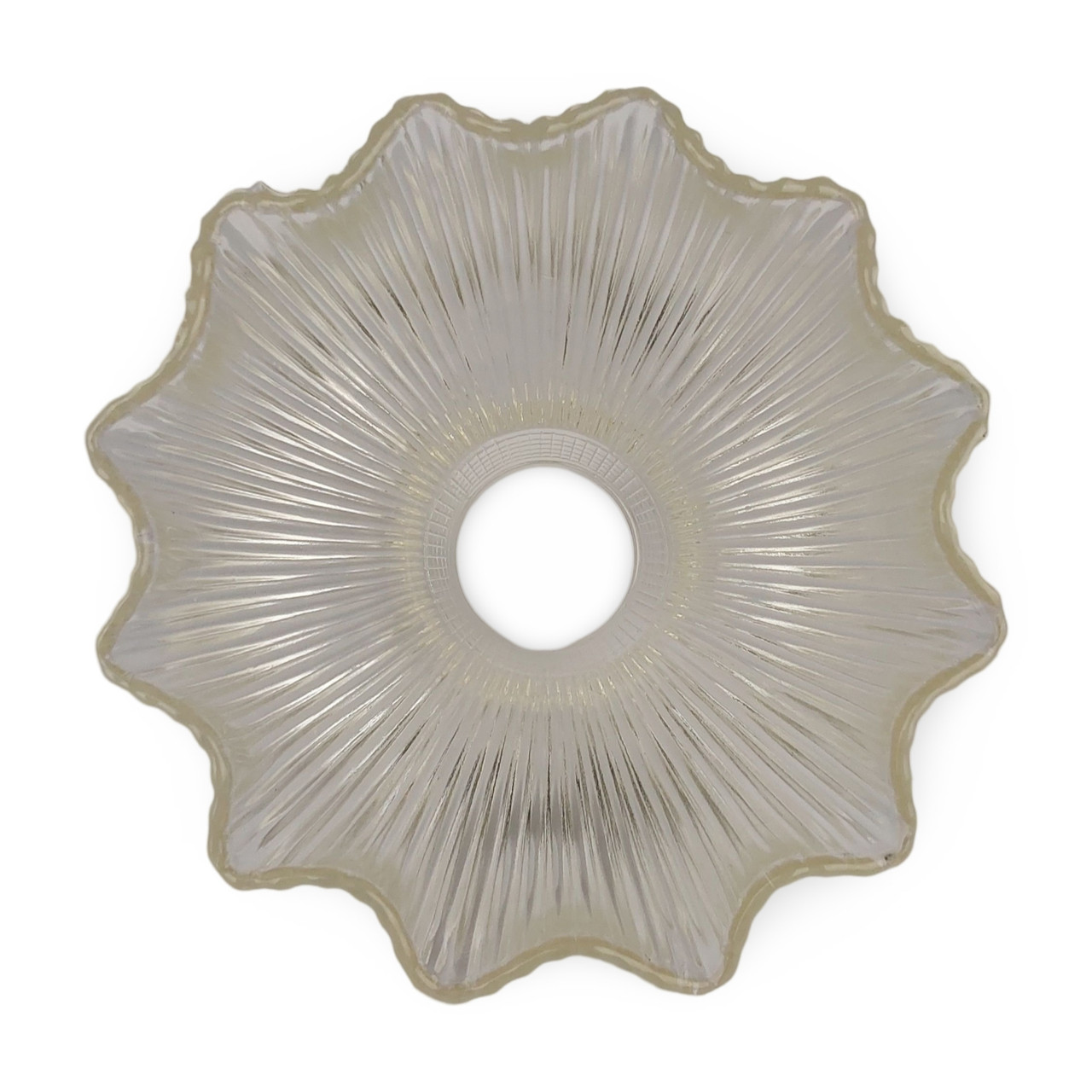 Holophane Style Flowing Simple Ruffle Cubist Cut Neck Glass Shade 2.25 ...
