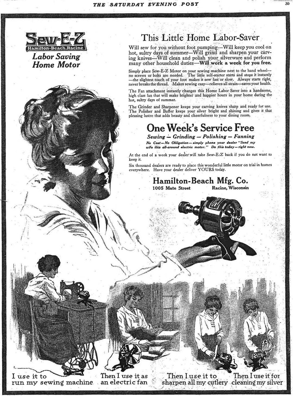 1920 Hamilton Beach Sewing Machine Utility Motor - Antique Fan Supply Co