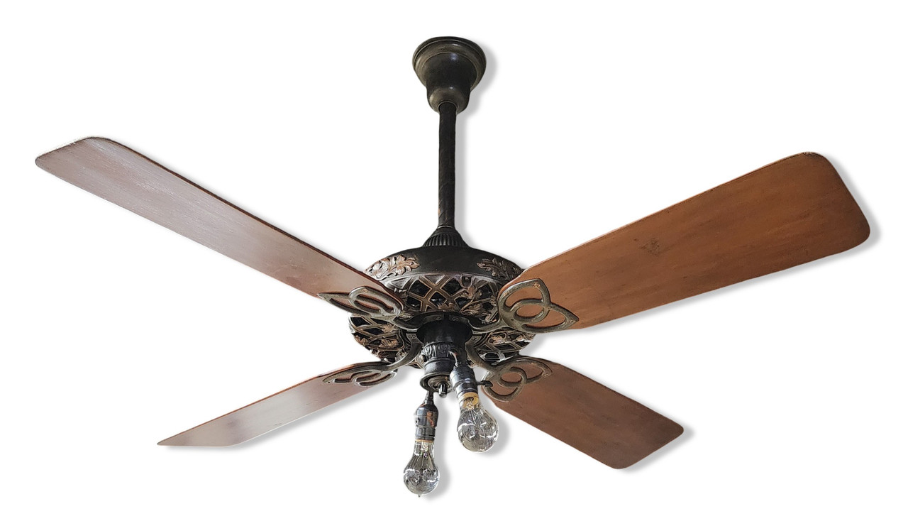 Circa 1909 52" GE Oak Leaf Ceiling Fan Original Copper Oxide Finish ...