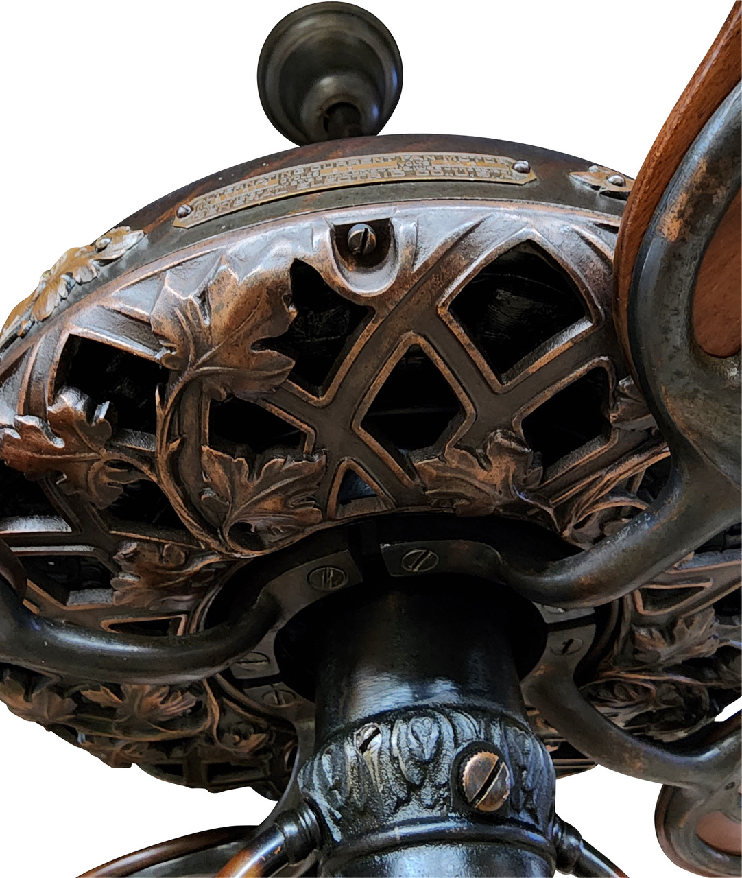 Circa 1909 52" GE Oak Leaf Ceiling Fan Original Copper Oxide Finish ...