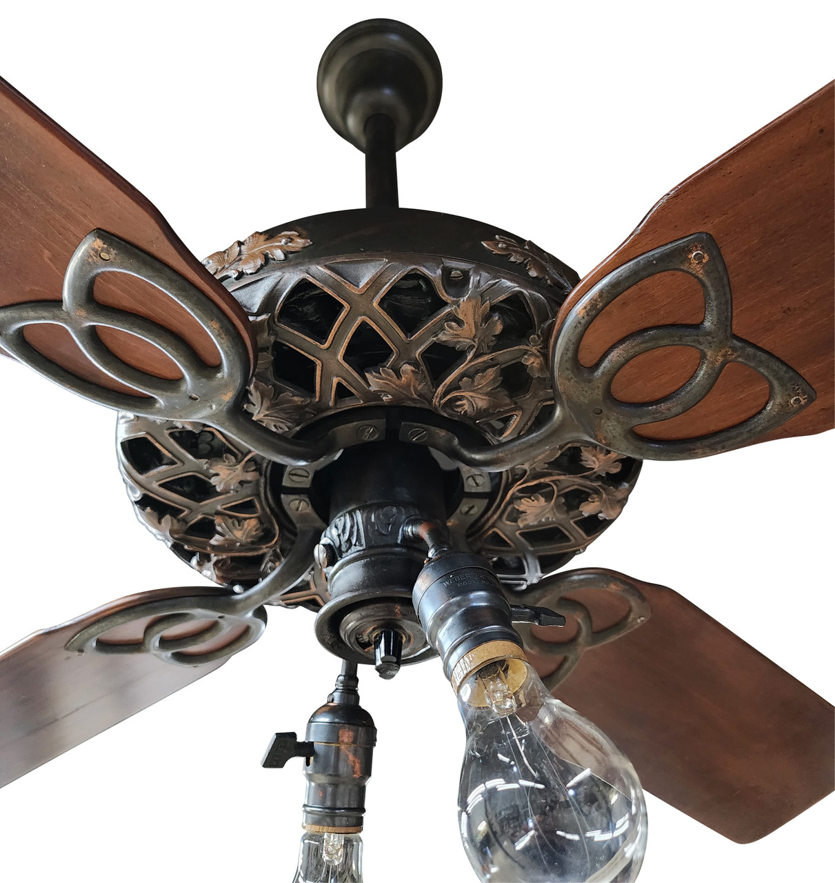 Circa 1909 52" GE Oak Leaf Ceiling Fan Original Copper Oxide Finish ...