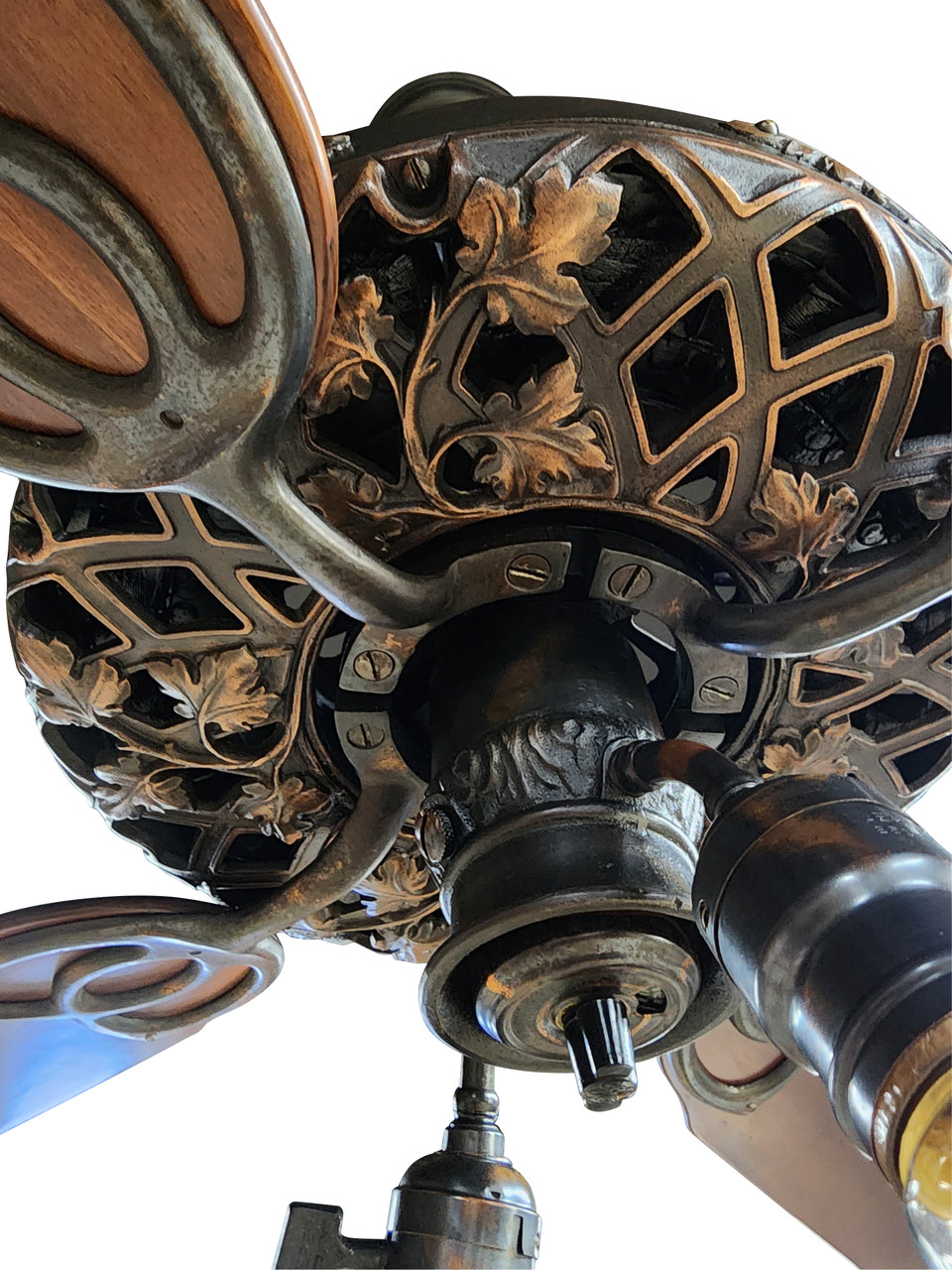 Circa 1909 52" GE Oak Leaf Ceiling Fan Original Copper Oxide Finish ...