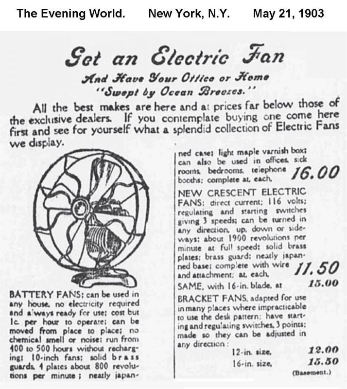 Circa 1903 10" Lionel "Perfection" Battery Fan Bipolar - Antique Fan ...
