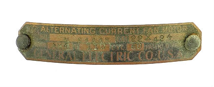 Original Motor Tag for GE Furniture Fan - Antique Fan Supply Co