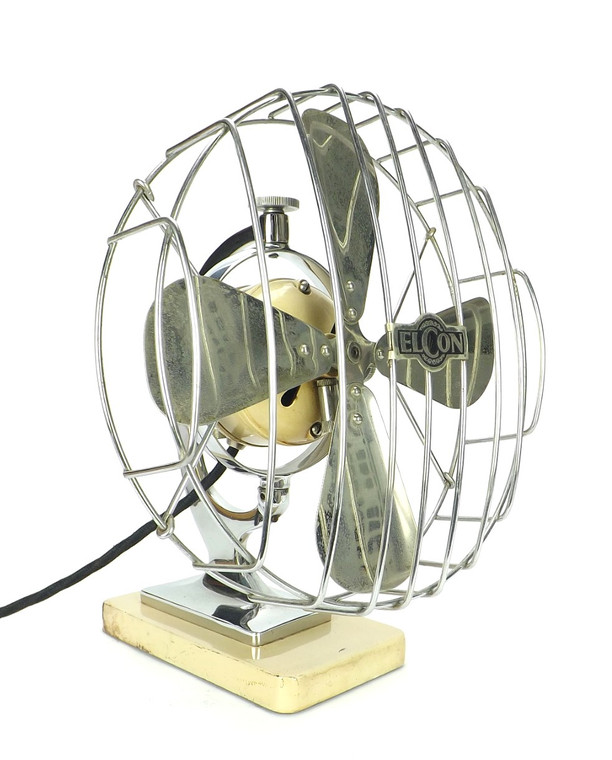 Circa 1930's Elcon 10" Modernistic Desk Fan - Antique Fan Supply Co