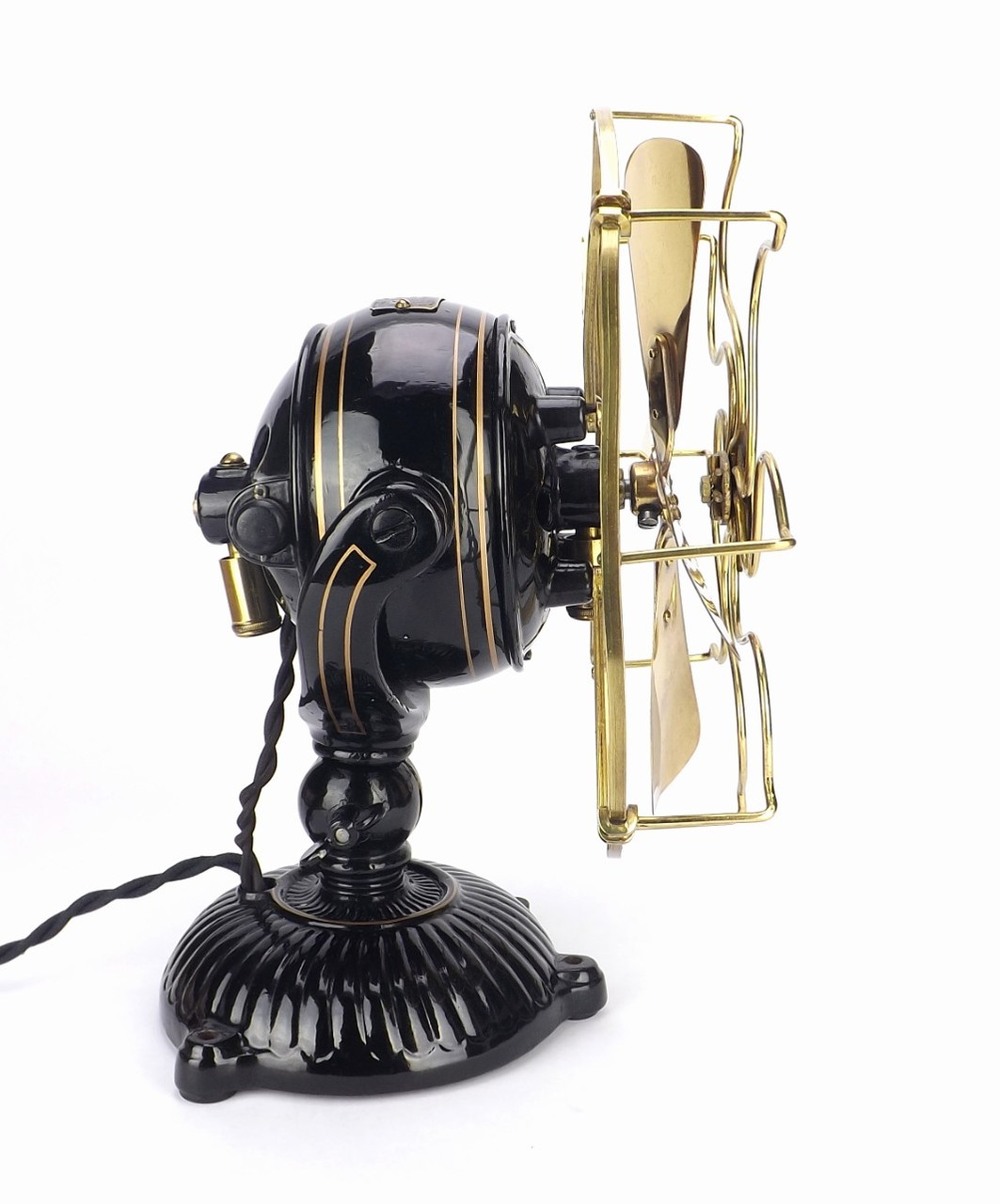 Circa 1906 9" Diehl Ornate Base Desk/Wall 30 Volt DC Fan Professionally ...