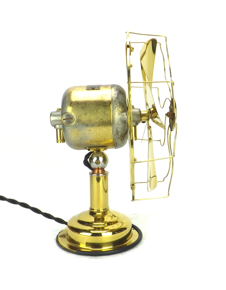 Circa 1913 Diehl 8" All Brass Desk Fan - Antique Fan Supply Co