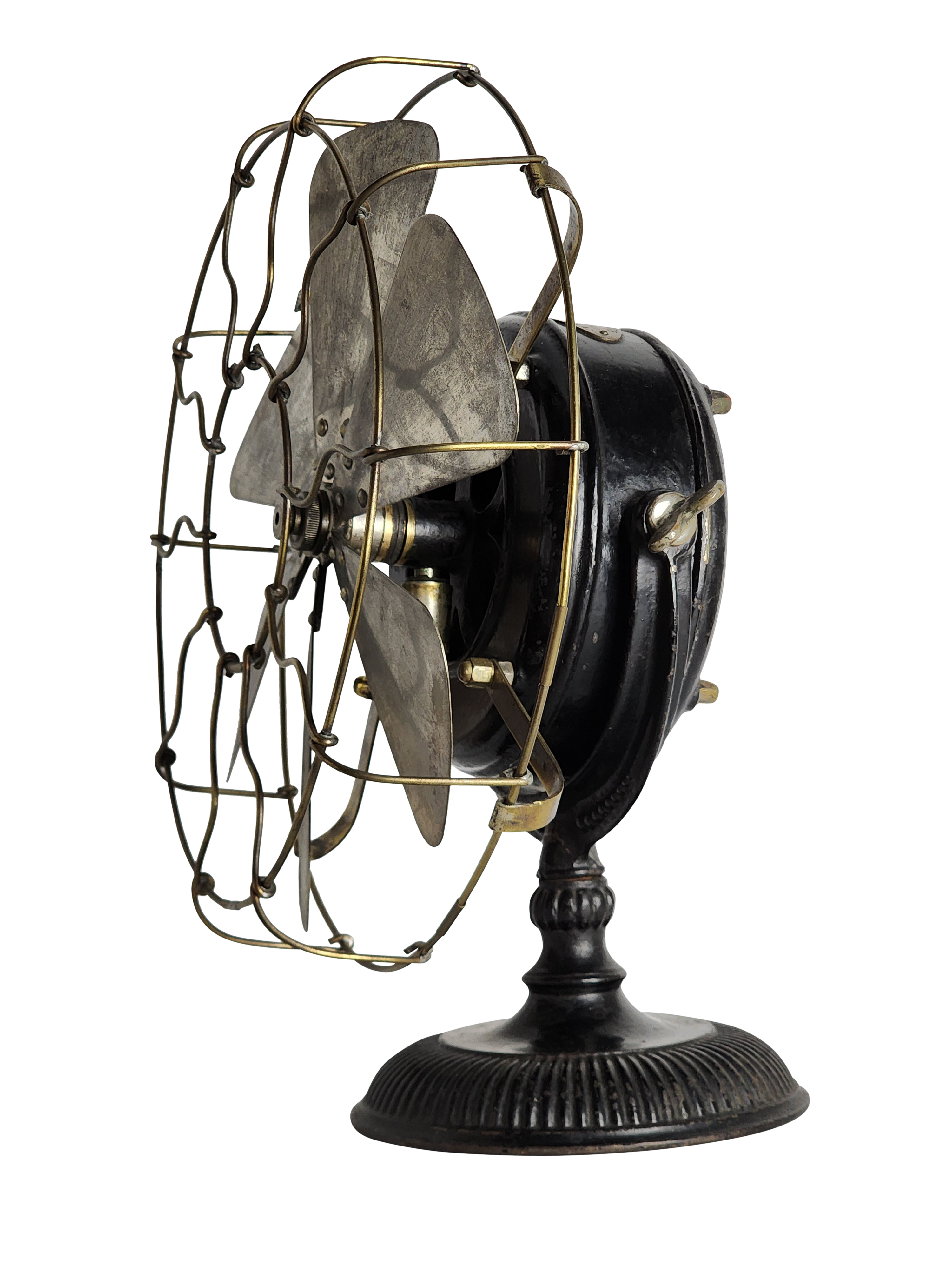 Circa 1896 All Original 12" GE Trunnion Mount "Football Tag" Desk Fan ...