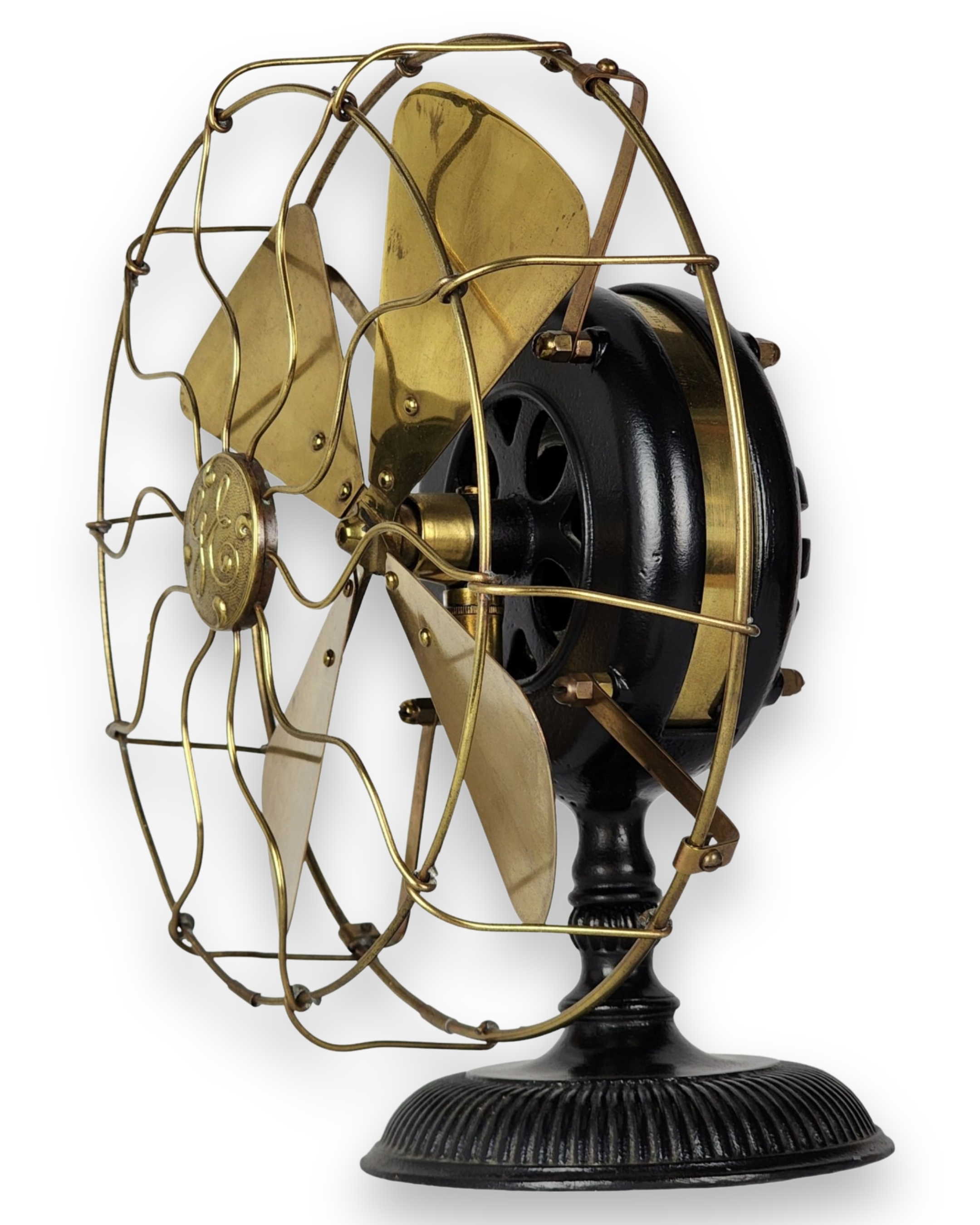 Circa 1900 12" GE Stick Mount Pancake Desk Fan - Antique Fan Supply Co