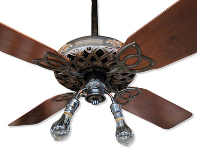 Circa 1909 52" GE Oak Leaf Ceiling Fan Original Copper Oxide Finish ...
