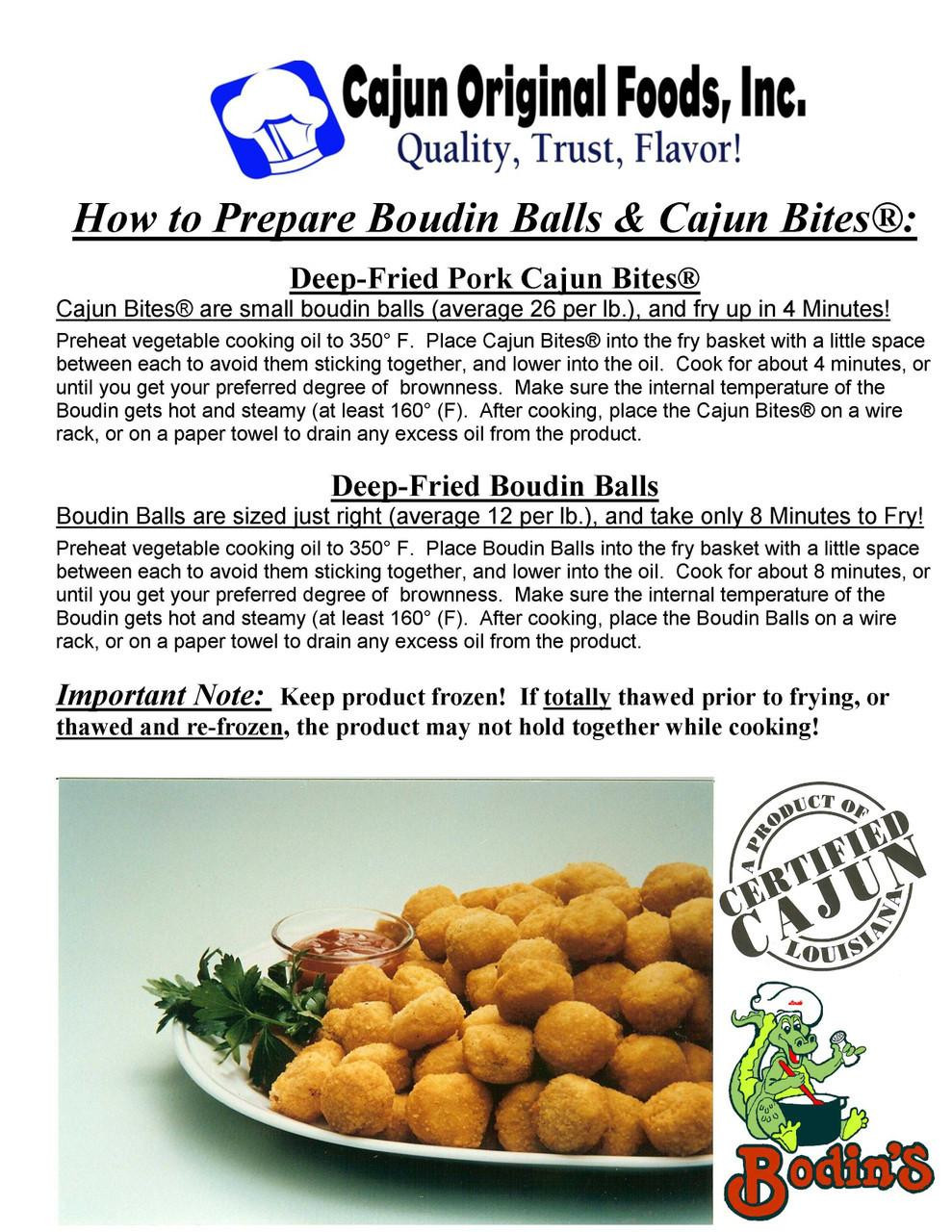 Cajun Original Foods Pork Boudin Balls 12lb BULK