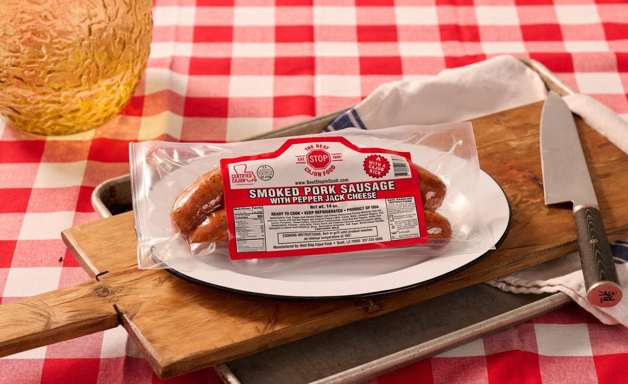 The Best Stop Smoked Pork Sausage with Pepper Jack