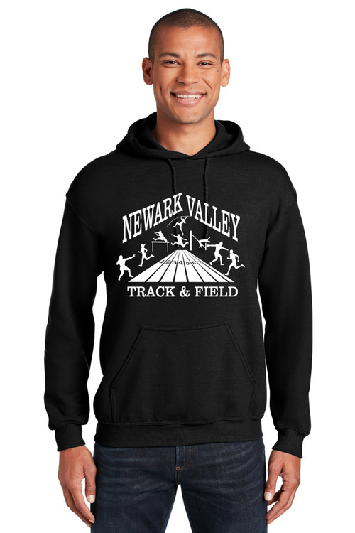 Newark Valley Track and Field hoodie 2022 with NAME on back of hoodie