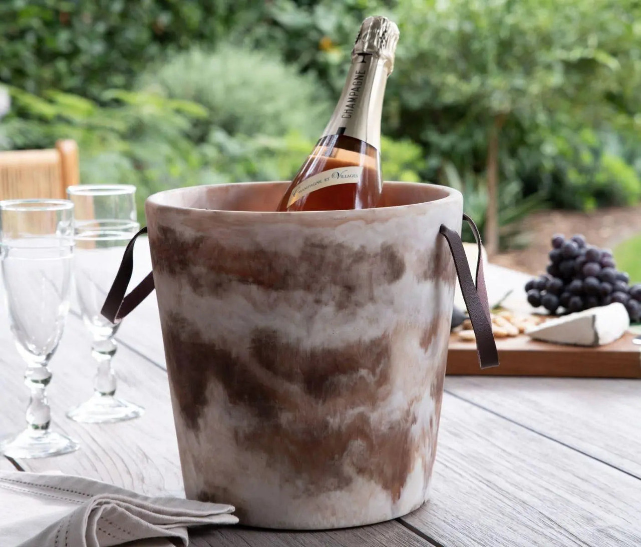 Blue Pheasant Wesley Brown Swirled Ice Bucket - Lavender Fields