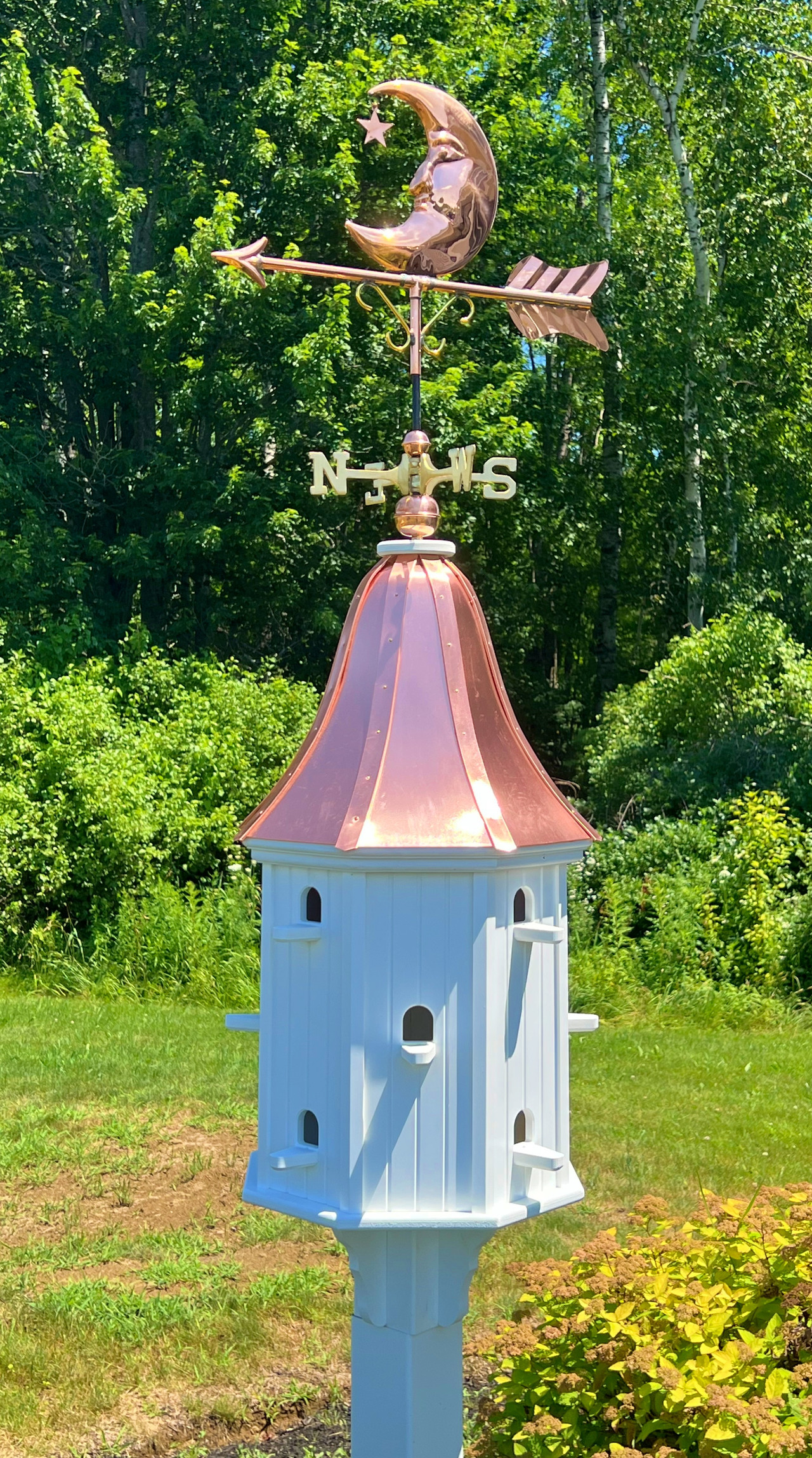Octagon Dovecote Birdhouse with Mustang Horse Weathervane