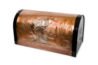 Rural Large Mouth Bass and Lily Pads Copper Mailbox Eastcoast Weathervanes