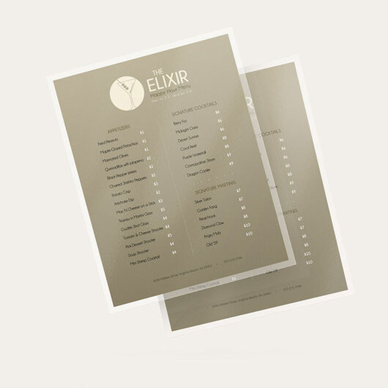 Dine-In Menus
