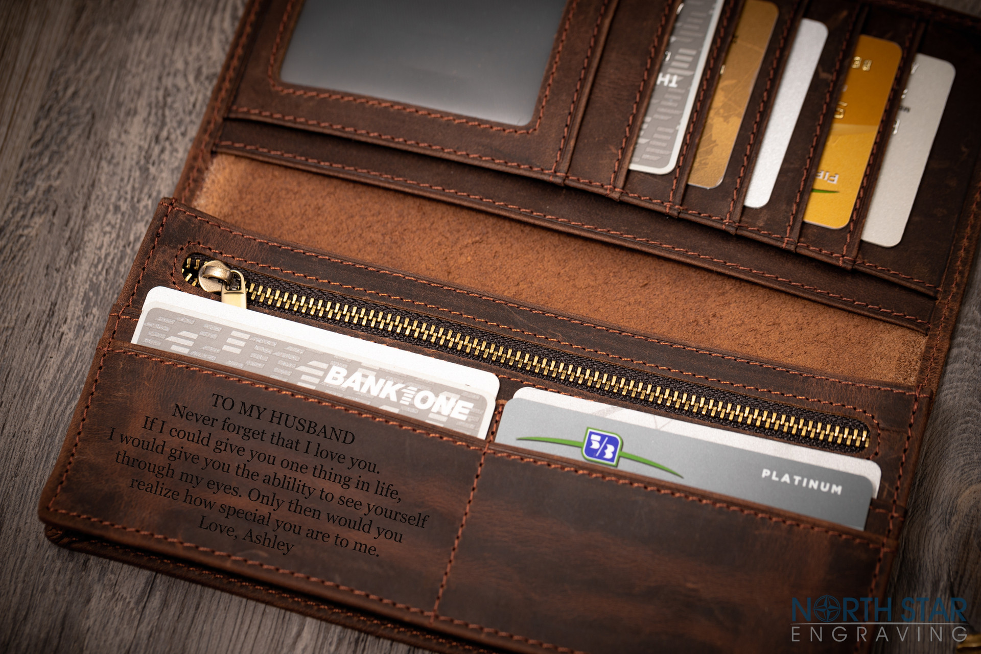 Mens Long Slim Leather Wallet - Personalized Mens Wallet