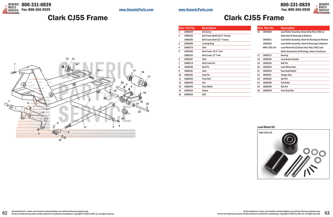 *Clark CJ55 Frame - Generic Parts Service