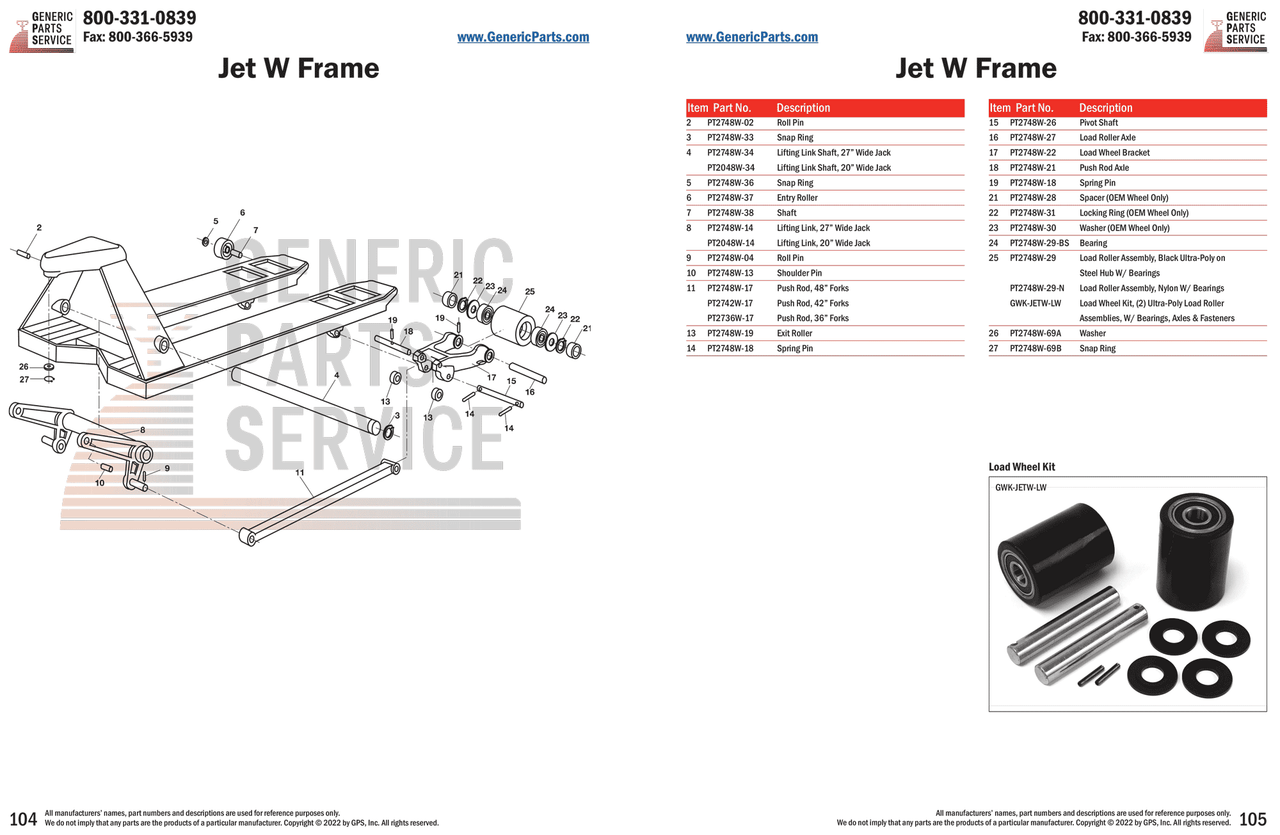 *Jet W Frame - Generic Parts Service