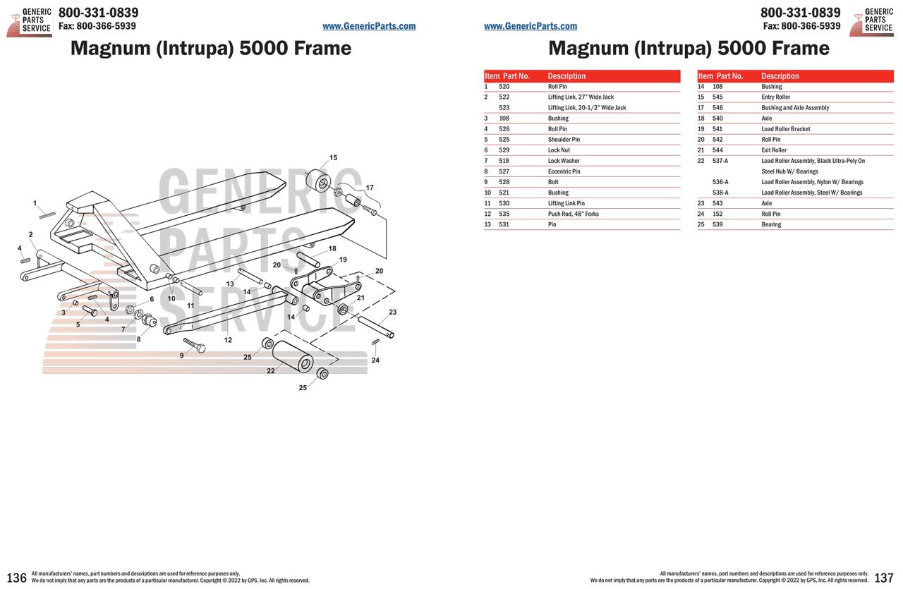 *Magnum 5000 Frame - Generic Parts Service