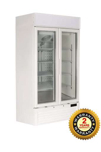 Commercial Display Freezer - Two Door Stainless Steel Glass Upright ...