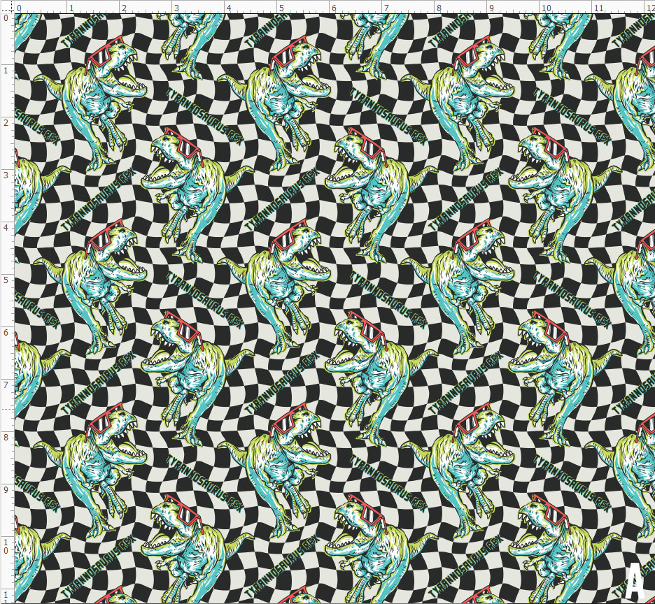 DINO45 - Tyrannosaurus Checkers - Modern Fox Fabrics