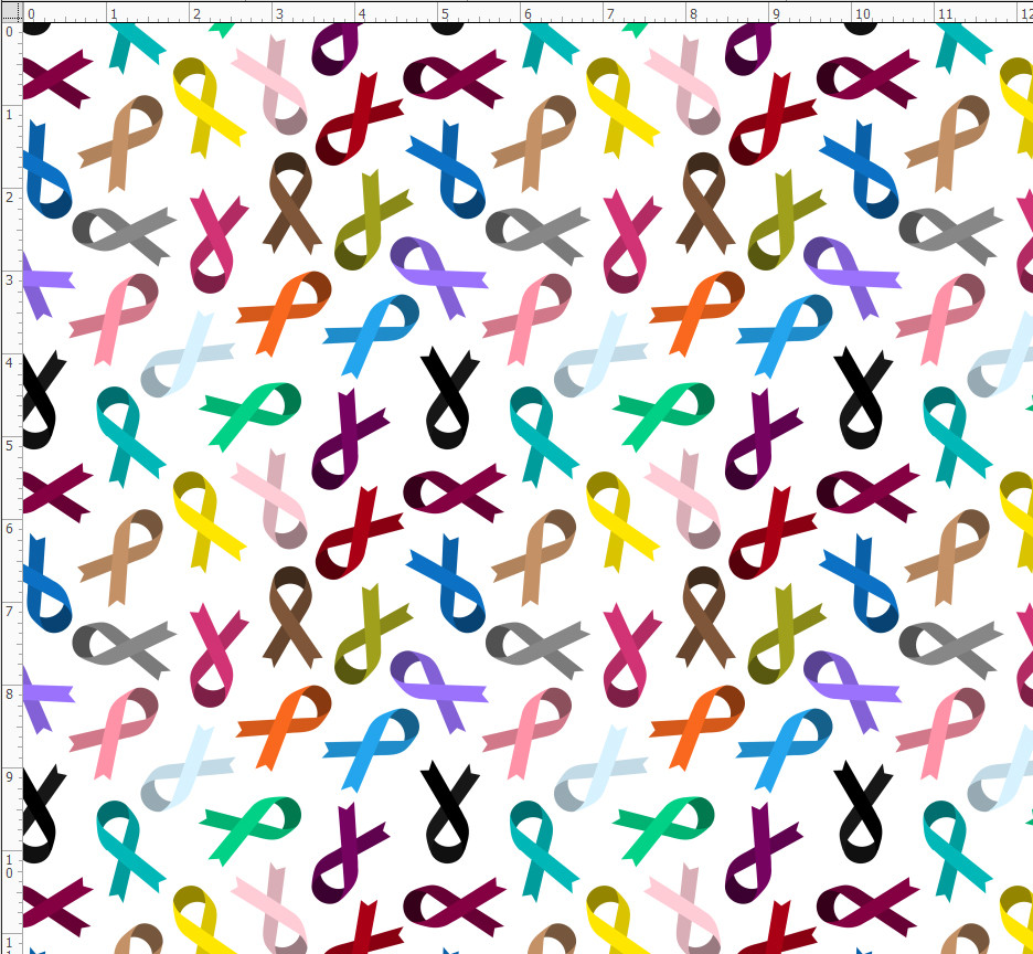 AWAR38 - Cancer Awareness Colorful Ribbons - Modern Fox Fabrics