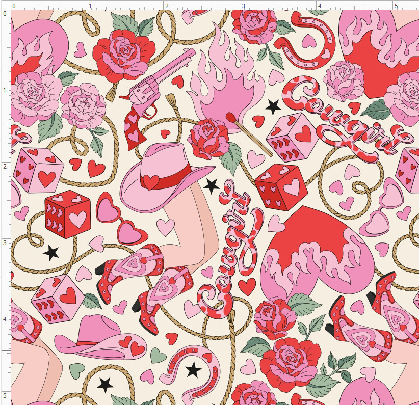 VAL217 - Howdy Valentine Cowgirl - Modern Fox Fabrics