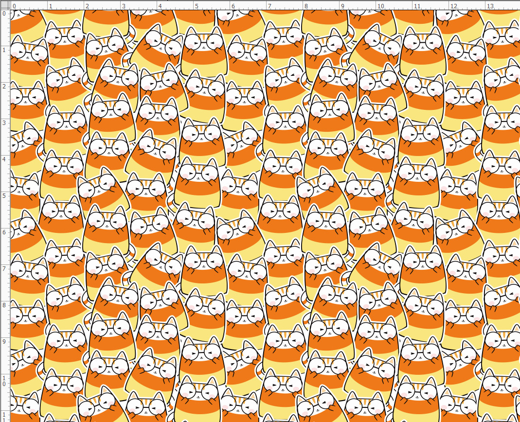 Cute Kawaii Kitty Corn (HAL99) - Modern Fox Fabrics