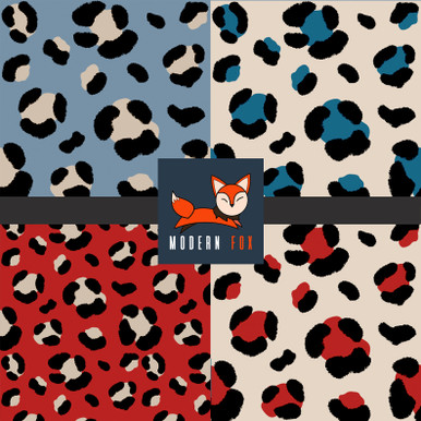 Red and blue Leopard (LEP14) - Modern Fox Fabrics