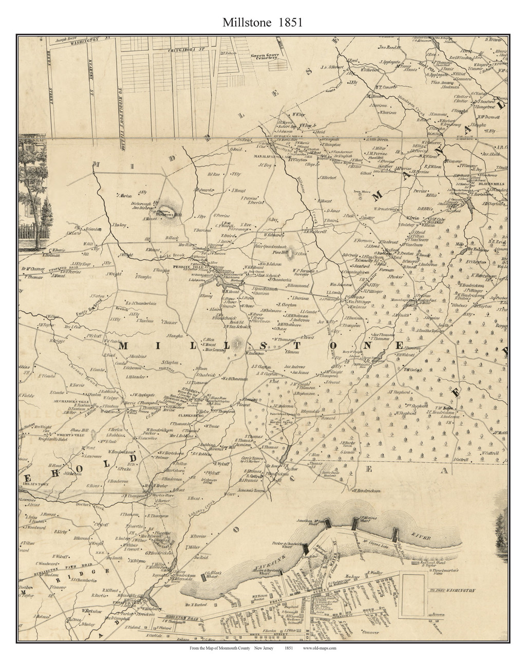 Millstone Map A Map Of Rariton (Raritan)River, Milstone (Millstone)
