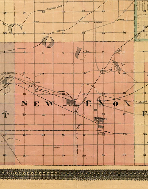New Lenox, Illinois 1898 Old Town Map Custom Print - Cook Dupage Will ...