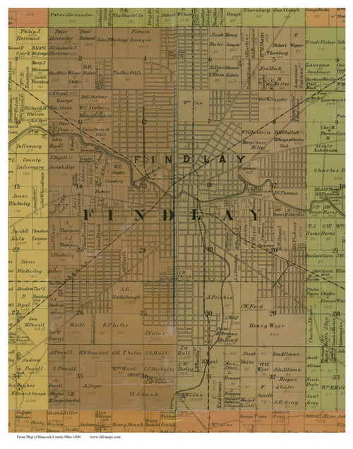 Finley, Ohio 1890 Old Town Map Custom Print - Hancock Co. - OLD MAPS