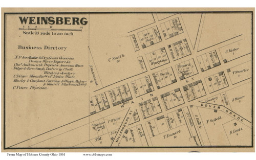 Weinsburg - Paint, Ohio 1861 Old Town Map Custom Print - Holmes Co ...