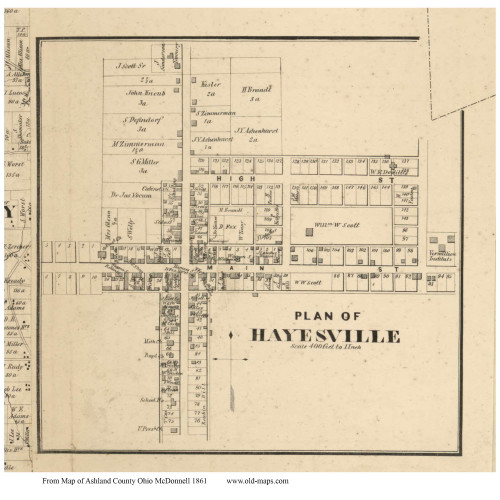 Hayesville - Vermillion, Ohio 1861 Old Town Map Custom Print - Ashland ...