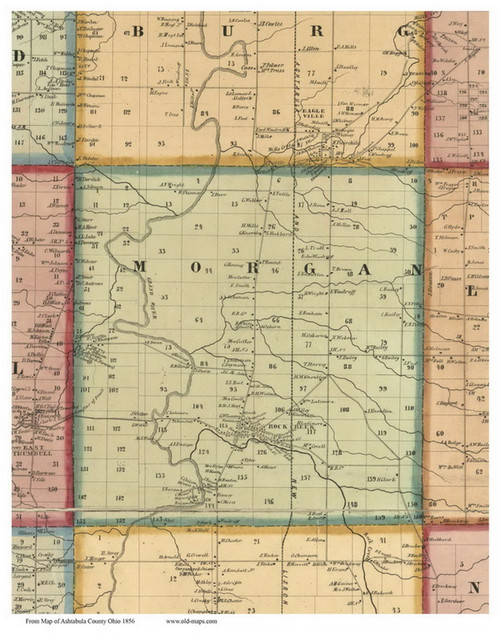 Morgan, Ohio 1856 Old Town Map Custom Print - Ashtabula Co. - OLD MAPS