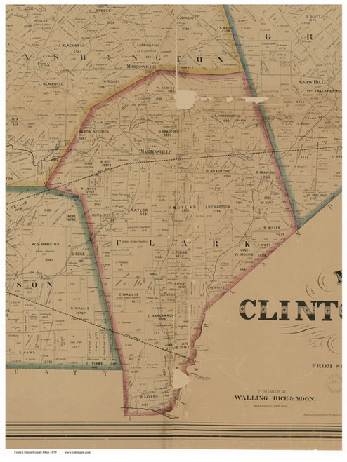 Clark, Ohio 1859 Old Town Map Custom Print - Clinton Co. - OLD MAPS
