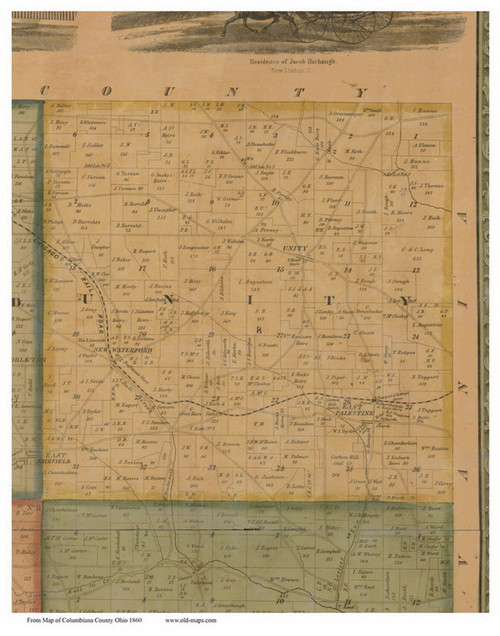 Unity, Ohio 1860 Old Town Map Custom Print - Columbiana Co. - OLD MAPS