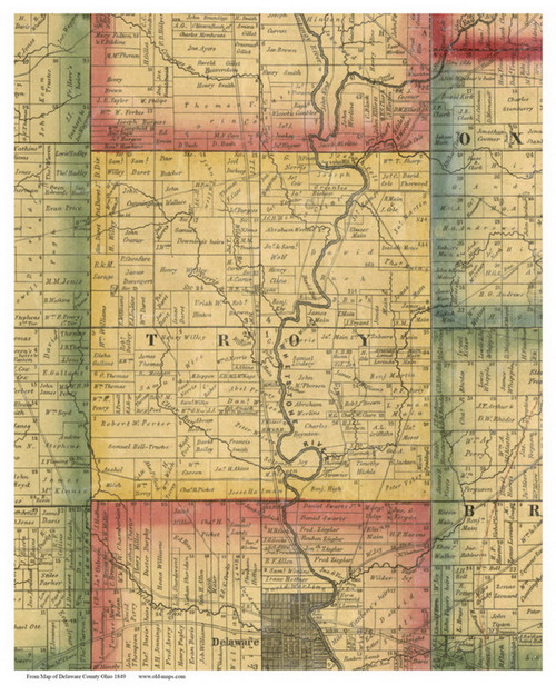 Troy, Ohio 1849 Old Town Map Custom Print - Delaware Co. - OLD MAPS