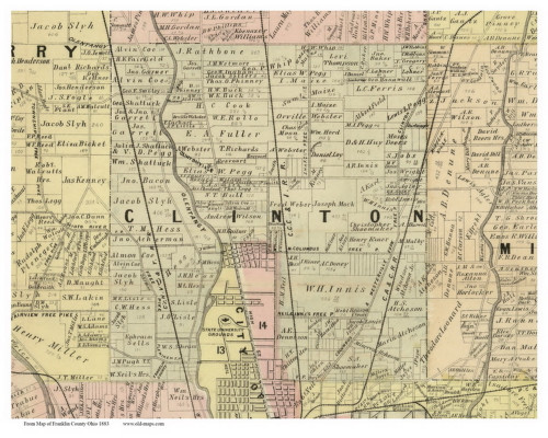Clinton, Ohio 1883 Old Town Map Custom Print - Franklin Co. - OLD MAPS