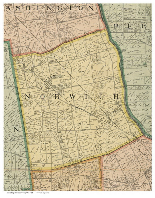 Norwich, Ohio 1895 Old Town Map Custom Print - Franklin Co. - OLD MAPS