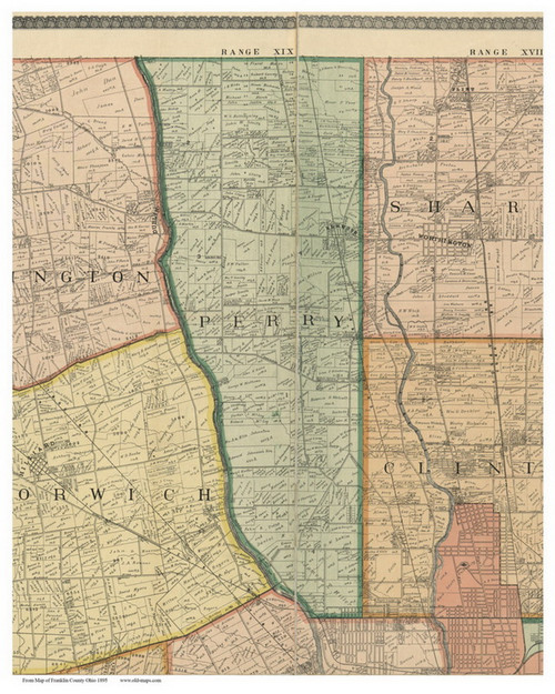 Perry, Ohio 1895 Old Town Map Custom Print - Franklin Co. - OLD MAPS