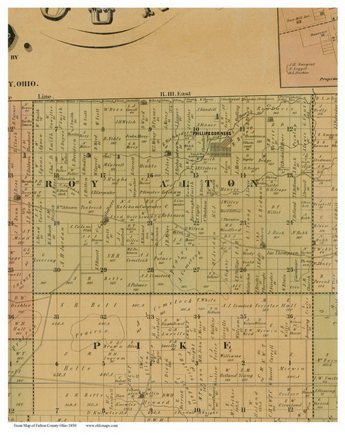 Roy Alton, Ohio 1850 Old Town Map Custom Print - Fulton Co. - OLD MAPS