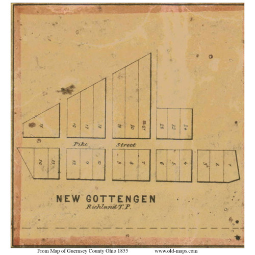 New Gottengen - Richland, Ohio 1855 Old Town Map Custom Print - Guernsey Co. - OLD MAPS
