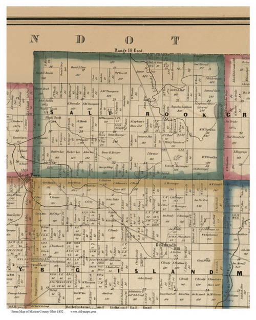 Salt Rock, Ohio 1852 Old Town Map Custom Print - Marion Co. - OLD MAPS