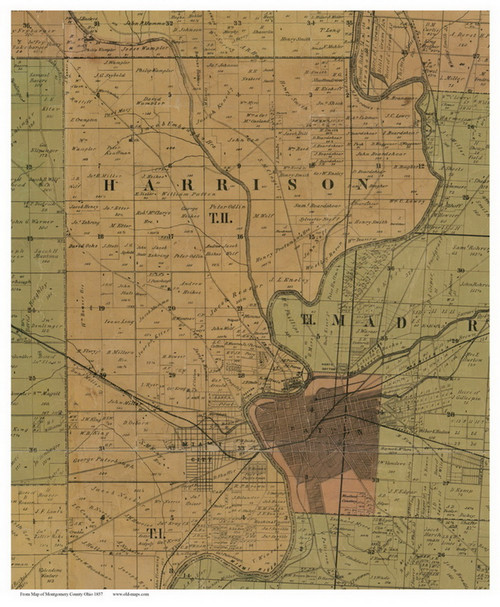 Harrison, Ohio 1857 Old Town Map Custom Print - Montgomery Co. - OLD MAPS