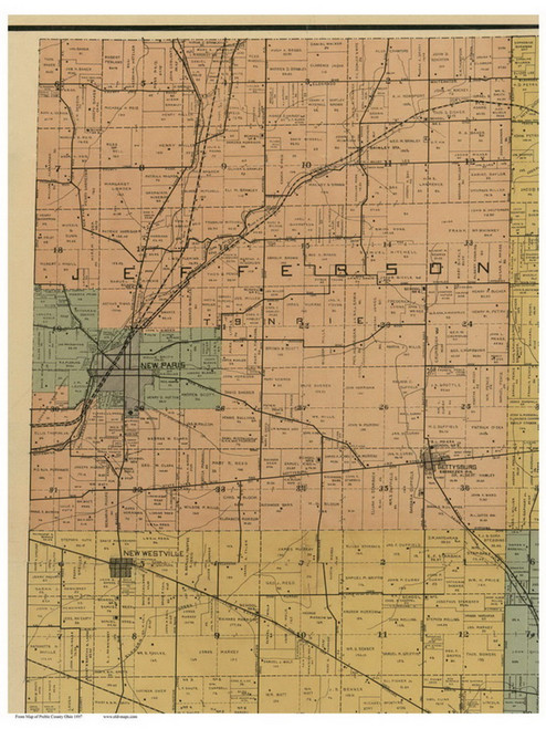 Jefferson, Ohio 1897 Old Town Map Custom Print - Preble Co. - OLD MAPS